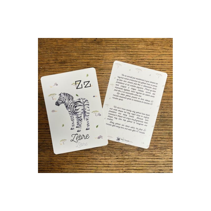 Lot de Cartes Abécédaire et Chiffres Animaux Aquarelle Français-Anglais