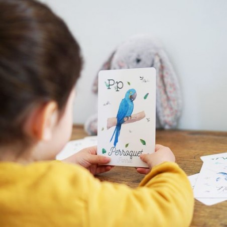 Cartes Abécédaire-Apprendre l'alphabet avec les animaux-Français/Anglais