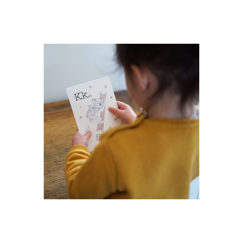 Lot de Cartes Abécédaire et Chiffres Animaux Aquarelle Français-Anglais