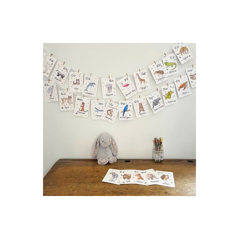 Cartes Abécédaire-Apprendre l'alphabet avec les animaux-Français/Anglais